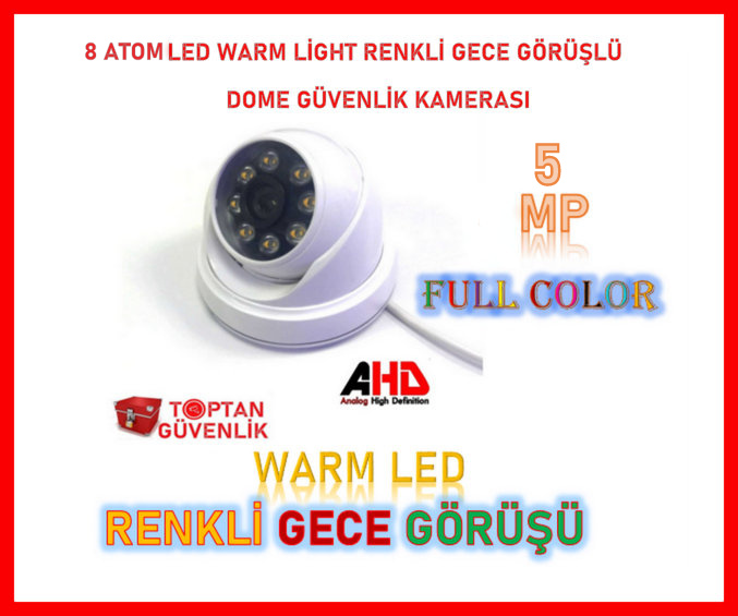 5 MP 8 ARRAY AHD WARM LED Dome Renkli Gece Görüşlü Güvenlik Kamerası ARNA-2548 fiyatı fiyatları