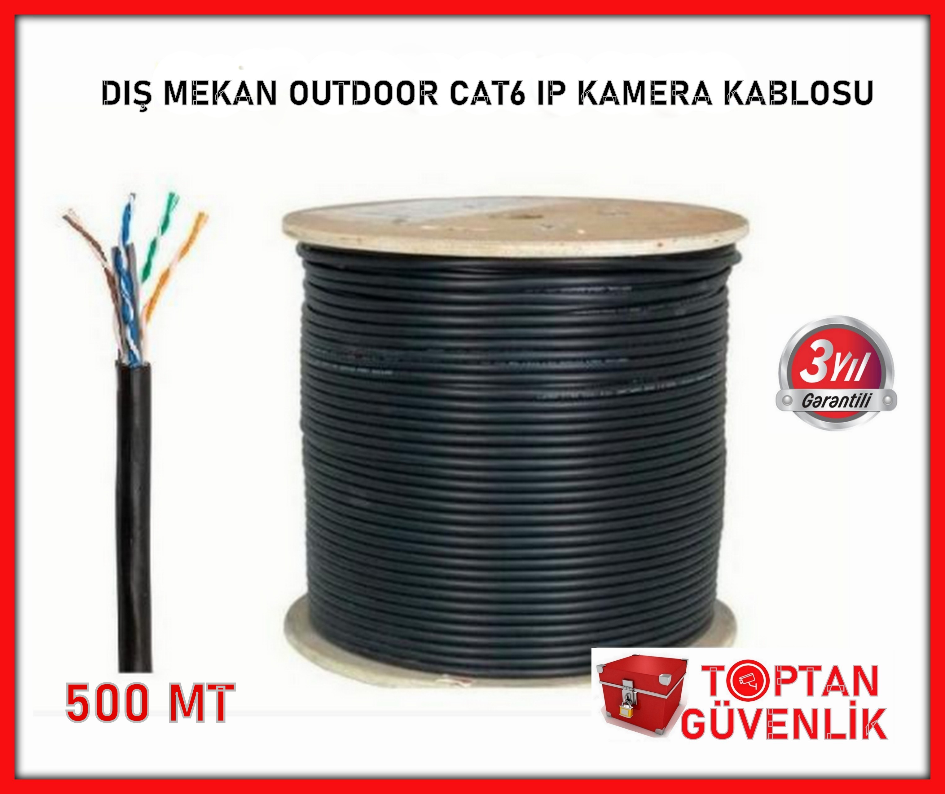 OUTDOOR SİYAH CAT6 IP KAMERA KABLOSU 5OO METRE MAKARA ARNA-5035 fiyatı ...